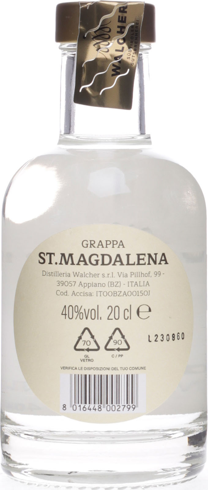 Walcher Grappa St Magdalener Premium Tresterbrand