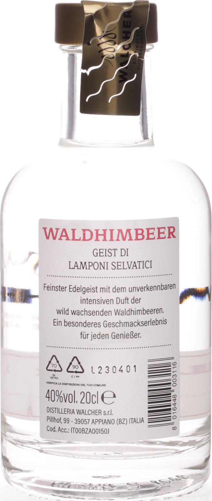 Walcher Waldhimbeergeist 40% Vol., 0,2 l